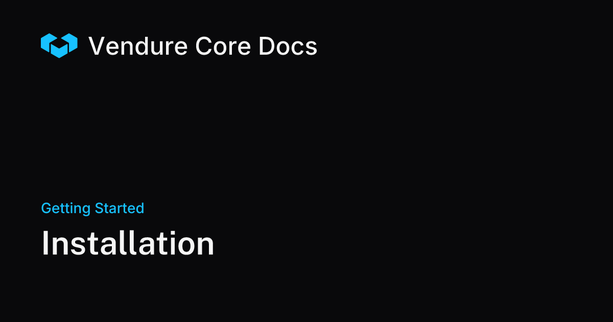 Installing Vendure with @vendure/create | Vendure Docs